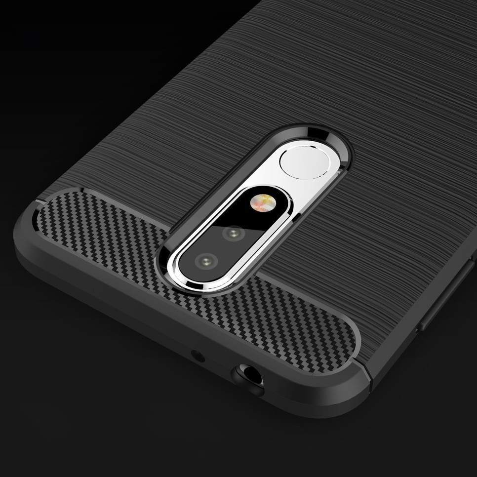 Flexi Slim Carbon Fibre Case for Nokia 5.1 Plus (Black)